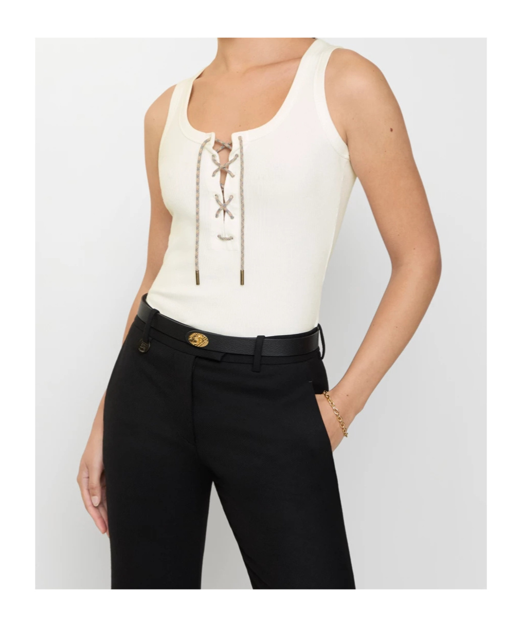 BURBERRY Burberry Lace-Detailed Ribbed Tank Top